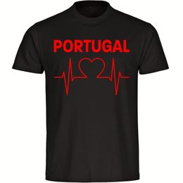 multifanshop Kinder T-Shirt - Portugal - Herzschlag - Druck rot - Kind