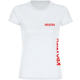 multifanshop Damen T-Shirt - Kroatien - Brust & Seite - Druck rot - Frauen