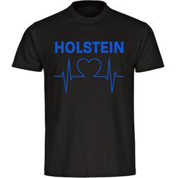 multifanshop Herren T-Shirt - Holstein - Herzschlag - Druck blau - Männer