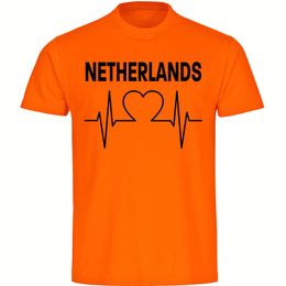 multifanshop® Herren T-Shirt - Netherlands - Herzschlag - Druck schwarz