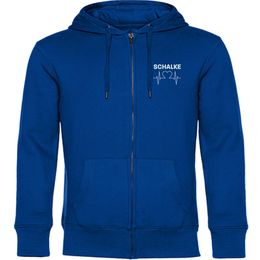 multifanshop® Kapuzen Sweatshirt Jacke - Schalke - Herzschlag - Druck weiß