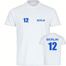 multifanshop® Herren T-Shirt - Berlin blau - Trikot Nummer 12 - Druck blau