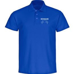 multifanshop® Poloshirt - Schalke - Herzschlag - Druck weiß