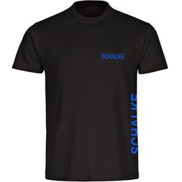 multifanshop® Herren T-Shirt - Schalke - Brust & Seite - Druck blau