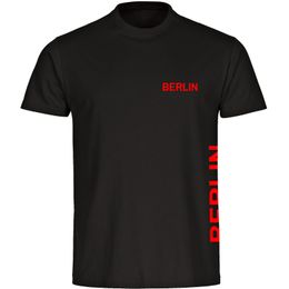 multifanshop® Herren T-Shirt - Berlin rot - Brust & Seite - Druck rot