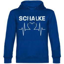 multifanshop® Kapuzen Sweatshirt - Schalke - Herzschlag - Druck weiß