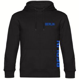 multifanshop® Kapuzen Sweatshirt - Berlin blau - Brust & Seite - Druck blau