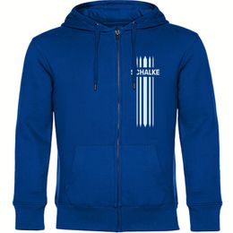 multifanshop Kapuzen Sweatshirt Jacke - Schalke - Streifen - Druck weiß - Sweat