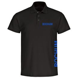 multifanshop® Poloshirt - Bochum - Brust & Seite - Druck blau