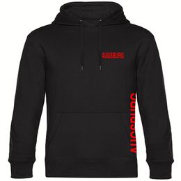 multifanshop® Kapuzen Sweatshirt - Augsburg - Brust & Seite - Druck rot