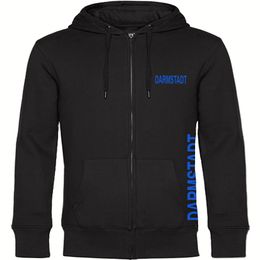 multifanshop® Kapuzen Sweatshirt Jacke - Darmstadt - Brust & Seite - Druck blau