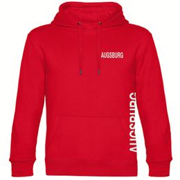 multifanshop® Kapuzen Sweatshirt - Augsburg - Brust & Seite - Druck weiß