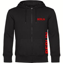 multifanshop Kapuzen Sweatshirt Jacke - Berlin rot - Brust & Seite - Druck rot - Sweat