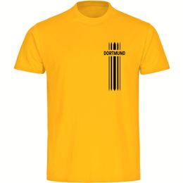 multifanshop® Herren T-Shirt - Dortmund - Streifen - Druck schwarz