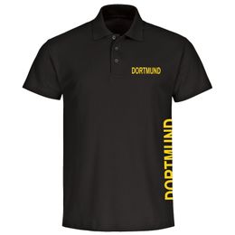 multifanshop® Poloshirt - Dortmund - Brust & Seite - Druck gelb