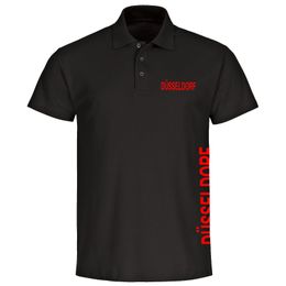 multifanshop® Poloshirt - Düsseldorf - Brust & Seite - Druck rot