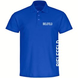 multifanshop® Poloshirt - Bielefeld - Brust & Seite - Druck weiß