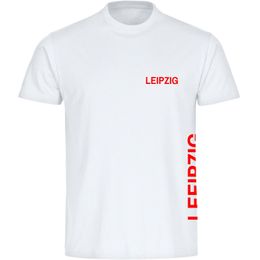 multifanshop® Herren T-Shirt - Leipzig - Brust & Seite - Druck rot