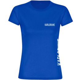 multifanshop Damen T-Shirt - Karlsruhe - Brust & Seite - Druck weiß - Frauen