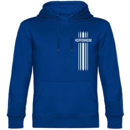 multifanshop® Kapuzen Sweatshirt - Hoffenheim - Streifen - Druck weiß