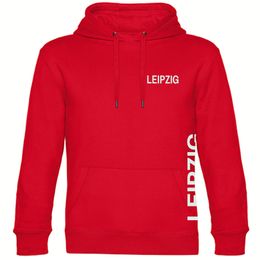 multifanshop® Kapuzen Sweatshirt - Leipzig - Brust & Seite - Druck weiß