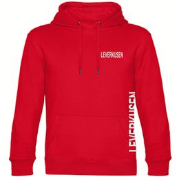 multifanshop® Kapuzen Sweatshirt - Leverkusen - Brust & Seite - Druck weiß