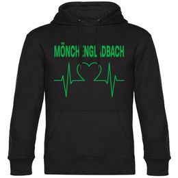 multifanshop® Kapuzen Sweatshirt - Mönchengladbach - Herzschlag - Druck grün