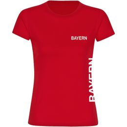 multifanshop Damen T-Shirt - Bayern - Brust & Seite - Druck weiß - Frauen