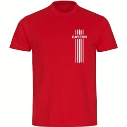 multifanshop® Herren T-Shirt - Bayern - Streifen - Druck weiß