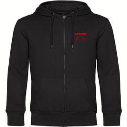 multifanshop Kapuzen Sweatshirt Jacke - Bayern - Herzschlag - Druck rot - Sweat