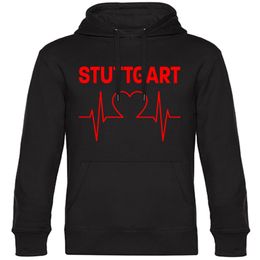 multifanshop® Kapuzen Sweatshirt - Stuttgart - Herzschlag - Druck rot