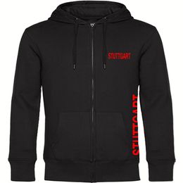 multifanshop® Kapuzen Sweatshirt Jacke - Stuttgart - Brust & Seite - Druck rot