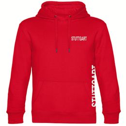 multifanshop® Kapuzen Sweatshirt - Stuttgart - Brust & Seite - Druck weiß