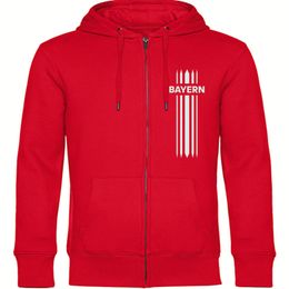 multifanshop Kapuzen Sweatshirt Jacke - Bayern - Streifen - Druck weiß - Sweat