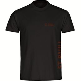 multifanshop Herren T-Shirt - St. Pauli - Brust & Seite - Druck braun - Männer