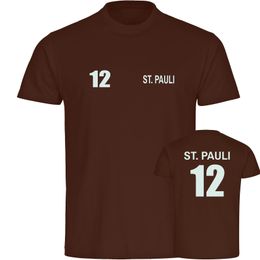 multifanshop Herren T-Shirt - St. Pauli - Trikot Nummer 12 - Druck weiß - Männer