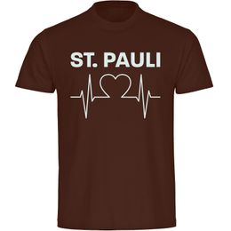 multifanshop Herren T-Shirt - St. Pauli - Herzschlag - Druck weiß - Männer