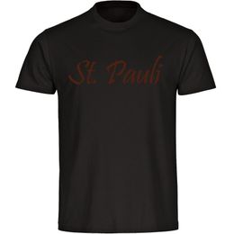 multifanshop Herren T-Shirt - St. Pauli - Schriftzug - Druck braun - Männer