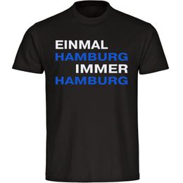 multifanshop Herren T-Shirt - Hamburg - Einmal Immer - Druck blau - Männer