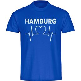 multifanshop Herren T-Shirt - Hamburg - Herzschlag - Druck weiß - Männer