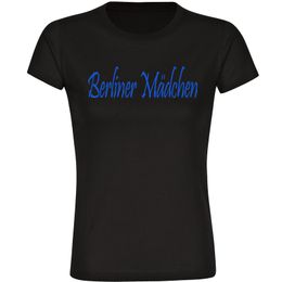 multifanshop Damen T-Shirt - Berlin blau - Berliner Mädchen - Druck blau - Frauen