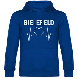 multifanshop® Kapuzen Sweatshirt - Bielefeld - Herzschlag - Druck weiß