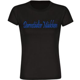 multifanshop Damen T-Shirt - Darmstadt - Darmstädter Mädchen - Druck blau - Frauen