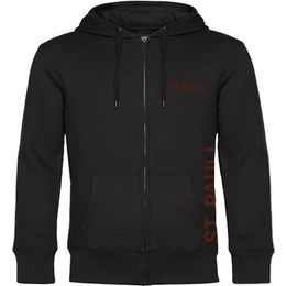 multifanshop Kapuzen Sweatshirt Jacke - St. Pauli - Brust & Seite - Druck braun - Sweat