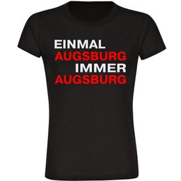 multifanshop Damen T-Shirt - Augsburg - Einmal Immer - Druck rot - Frauen