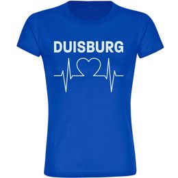 multifanshop Damen T-Shirt - Duisburg - Herzschlag - Druck weiß - Frauen