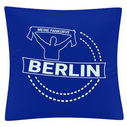 multifanshop® Kissenbezug - Berlin blau - Meine Fankurve - Druck weiß