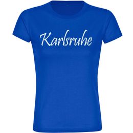 multifanshop Damen T-Shirt - Karlsruhe - Schriftzug - Druck weiß - Frauen