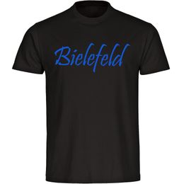 multifanshop® Herren T-Shirt - Bielefeld - Schriftzug - Druck blau