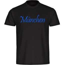 multifanshop® Herren T-Shirt - München blau - Schriftzug - Druck blau